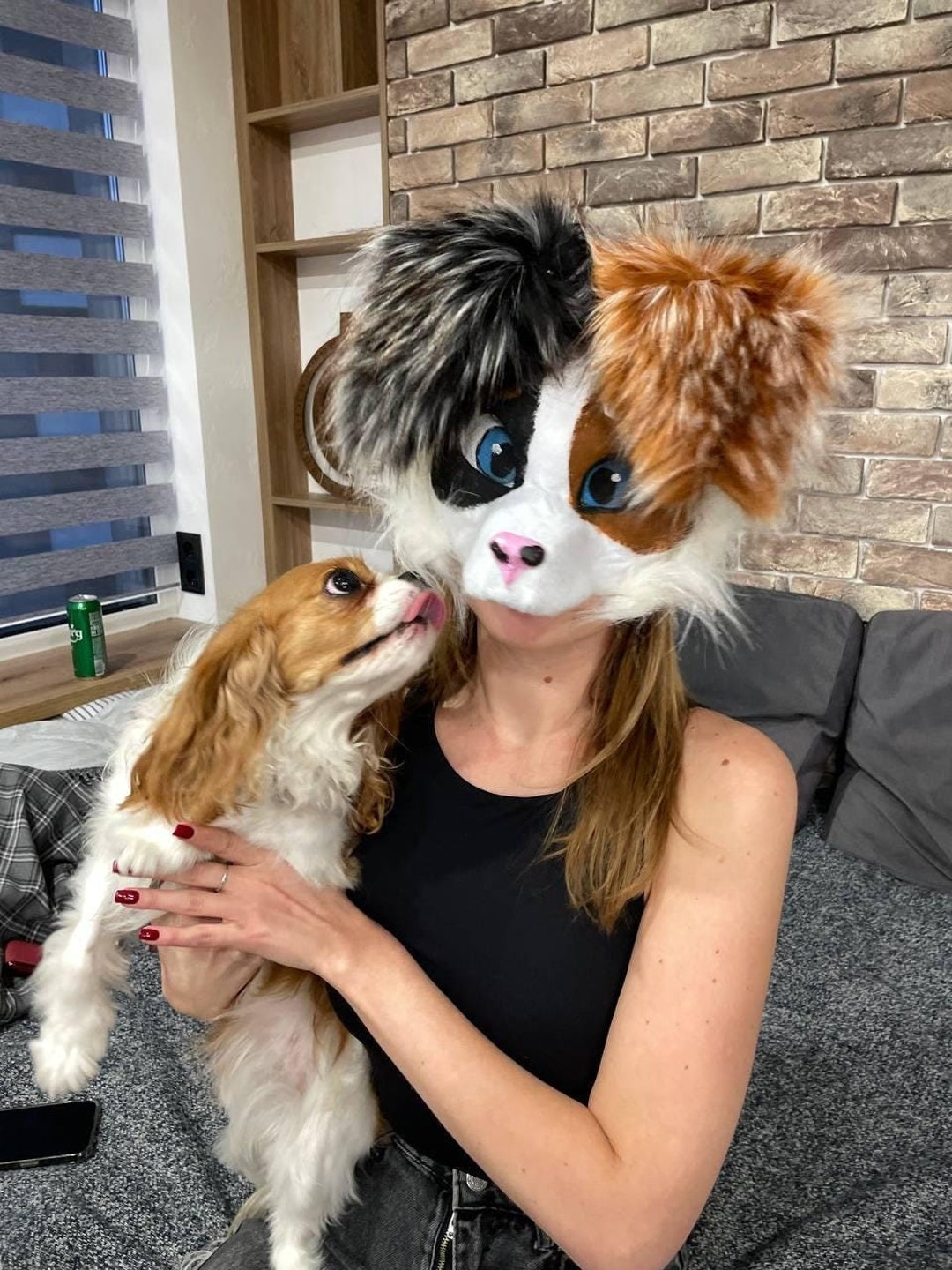 Realistic Therian Dog Mask | Gray Brown White Color | High Quality ...