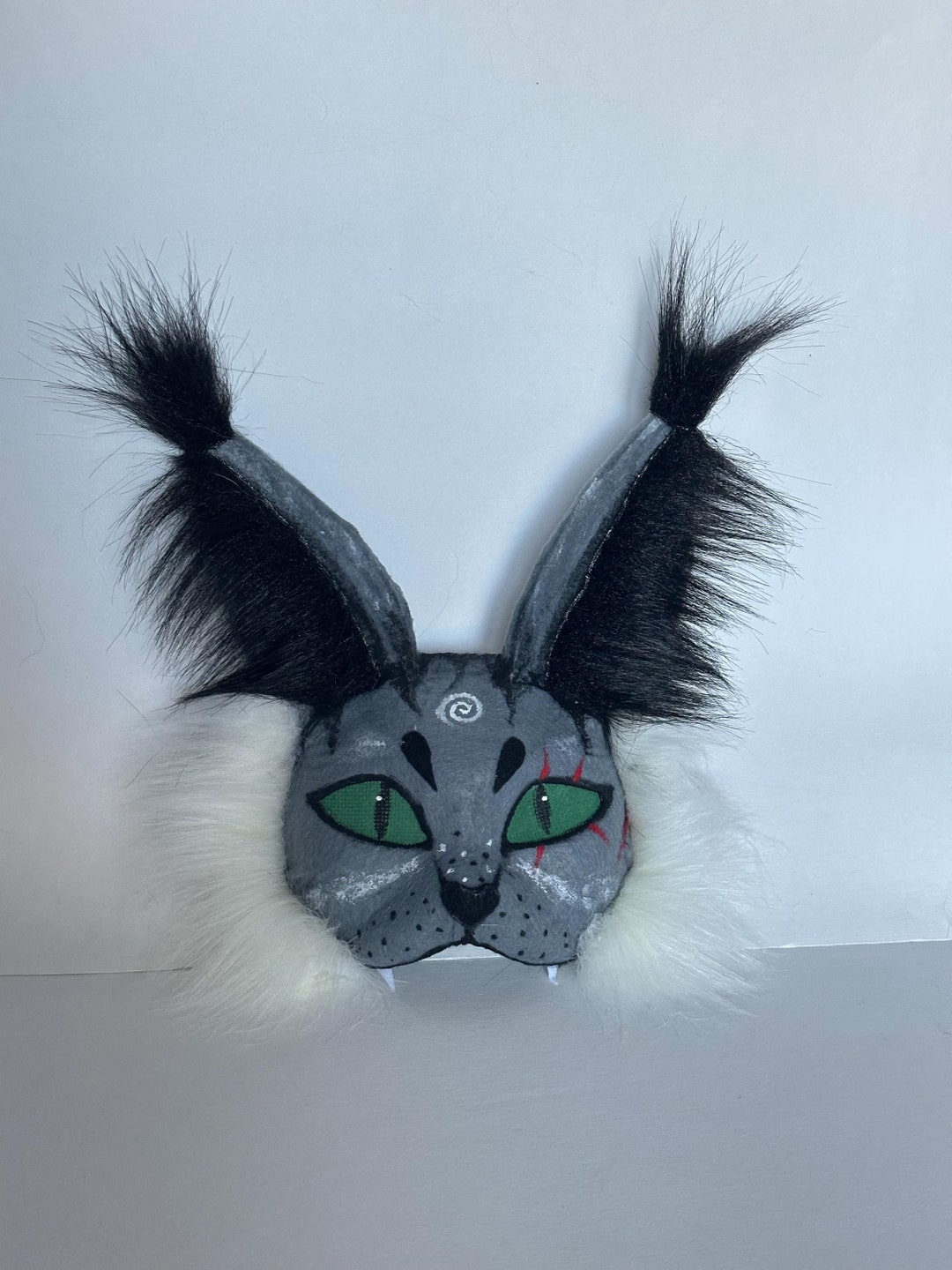 Batcat Therian Mask | Handmade Black Gray White Cosplay Mask | Furry ...