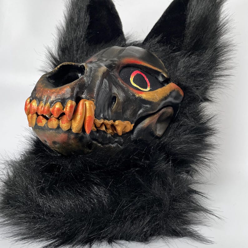 Black Wolf Fursuit Mask | Skulldog Design | Realistic Look | Handmade ...
