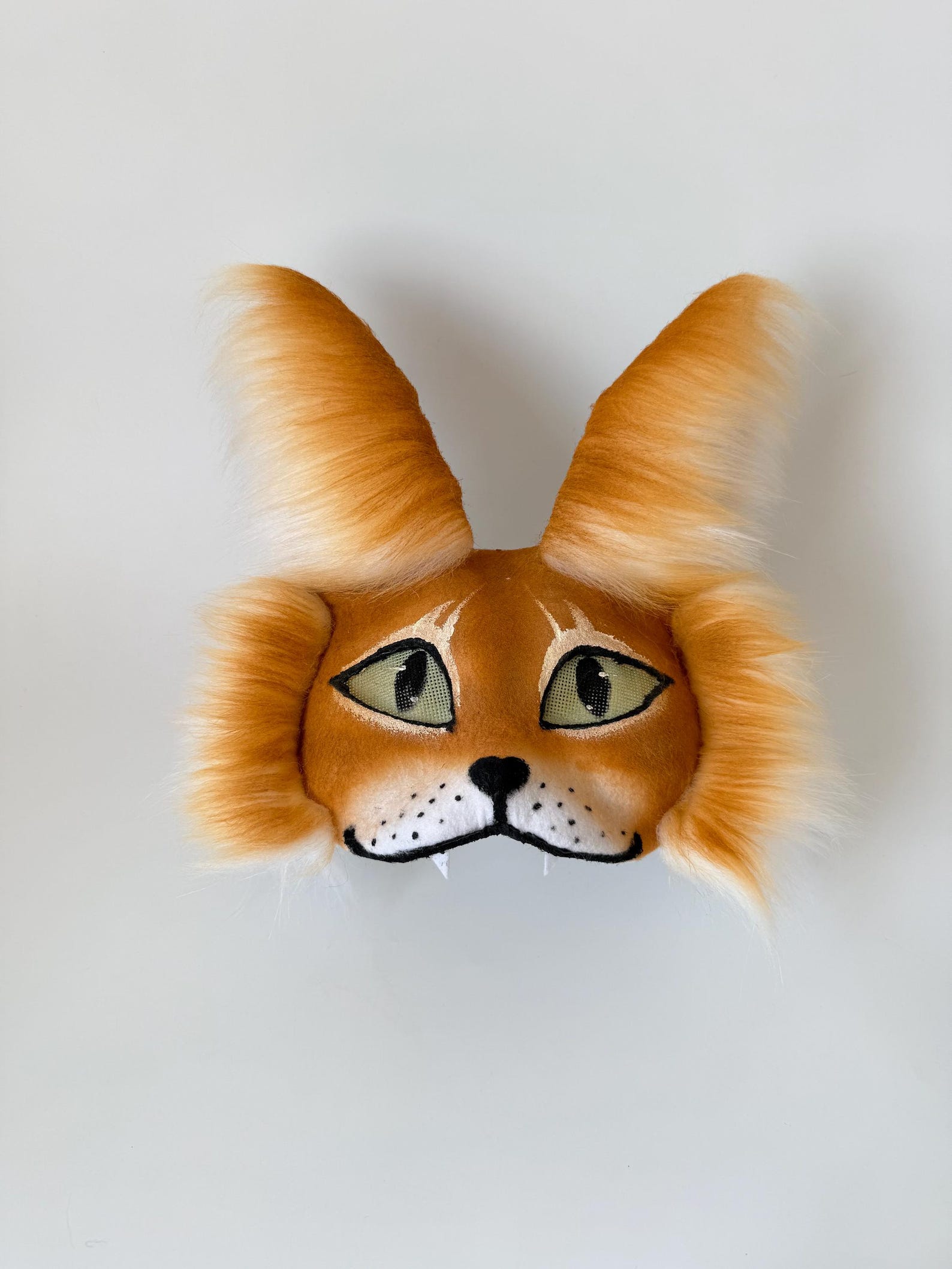 Fluffy Therian Cat Mask for Girls | Half Face Realistic Yellow Orange ...