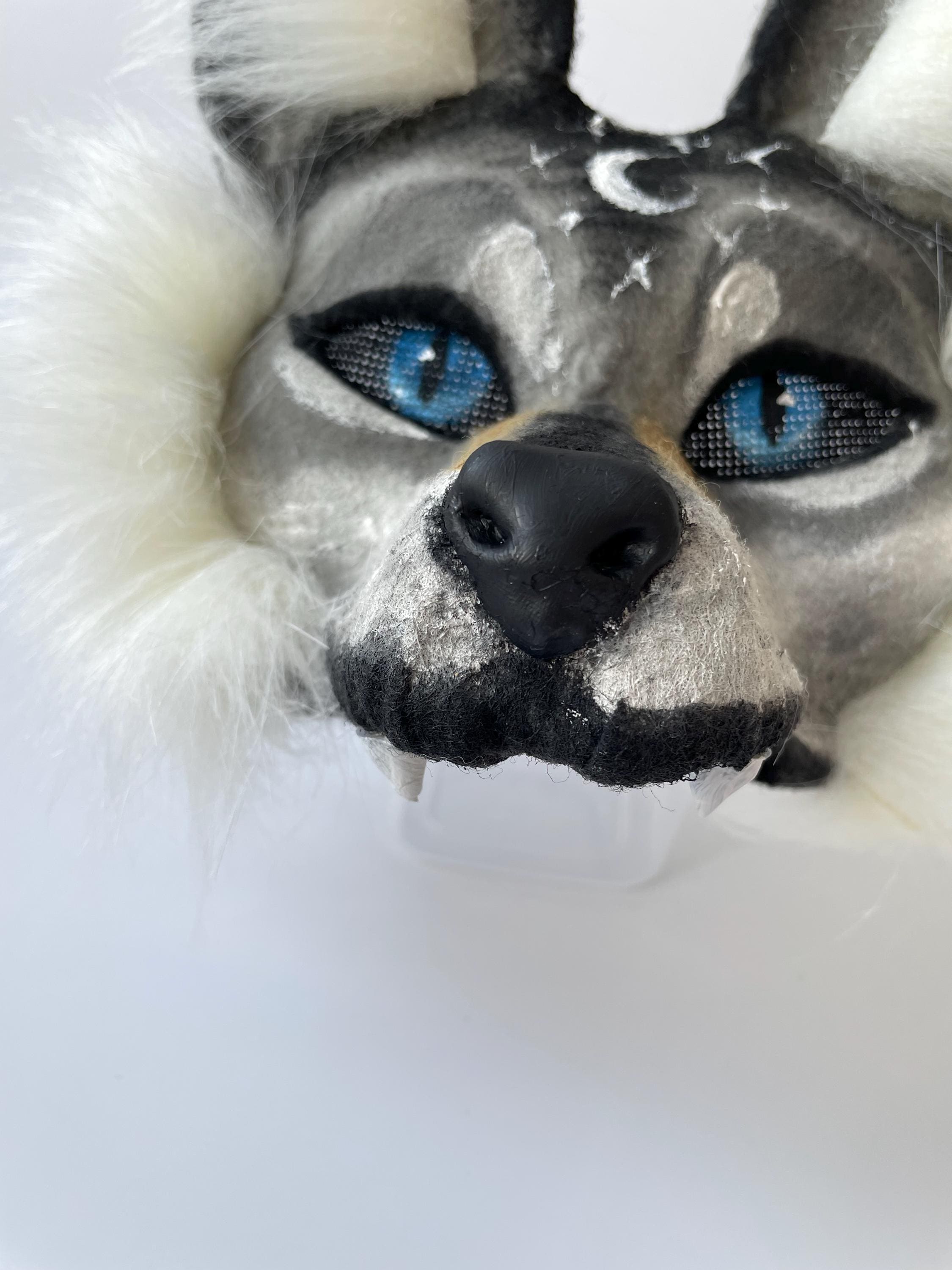 Lunar Wolf Quadrobics Mask | Gray Wolf Therian Mask | Handmade ...