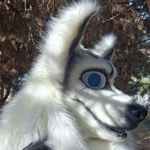 White Gray Husky Fursuit Dog Mask | Realistic Animal Cosplay Head ...