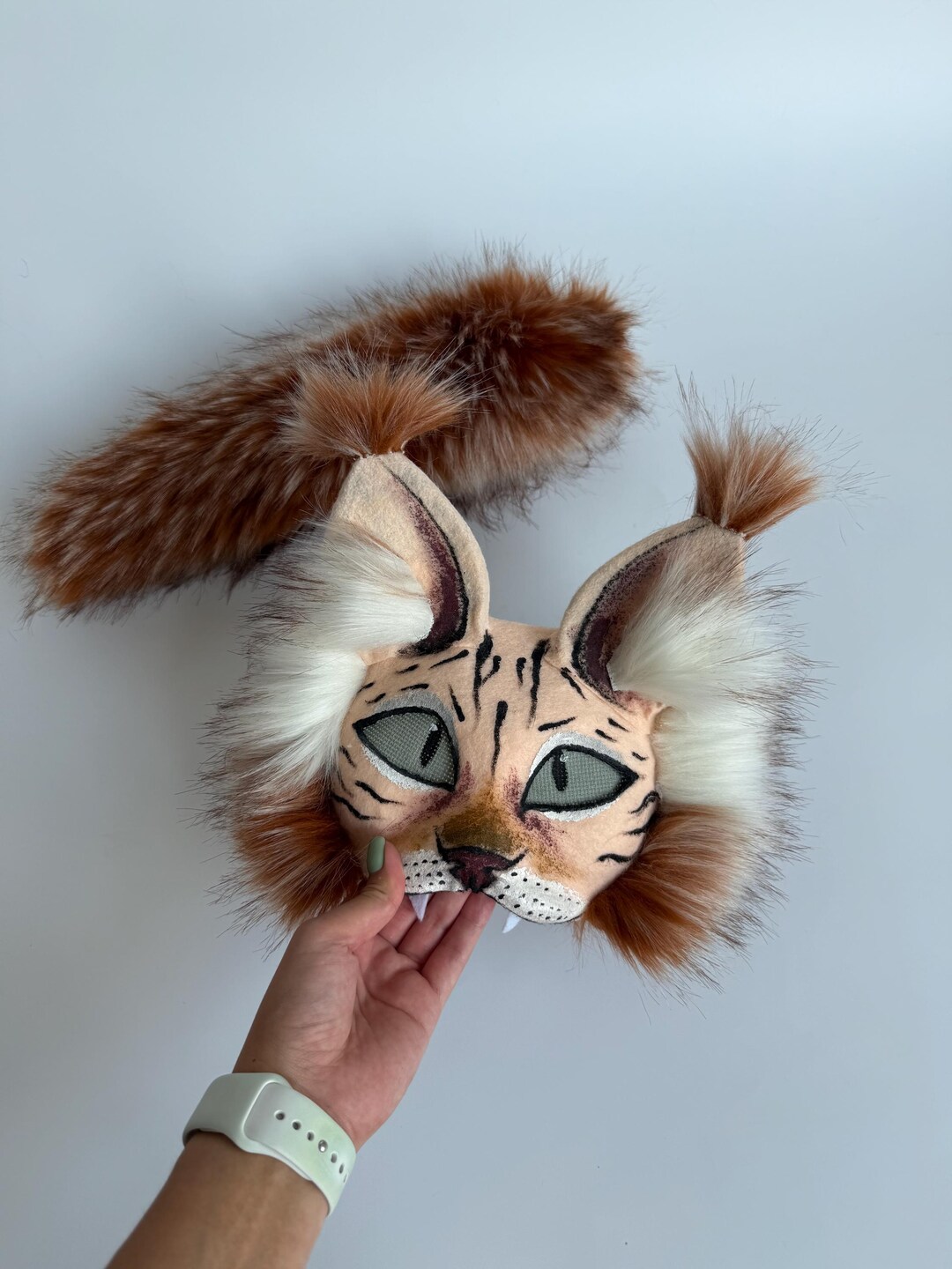 Therian Fluffy Mask | Mask With Long Ears | Lightweight Tail | Cat ...
