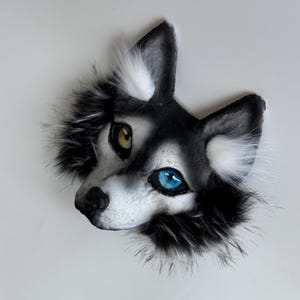 Beautiful Husky Dog Mask With Odd Eyes | Realistic White Black Therian ...