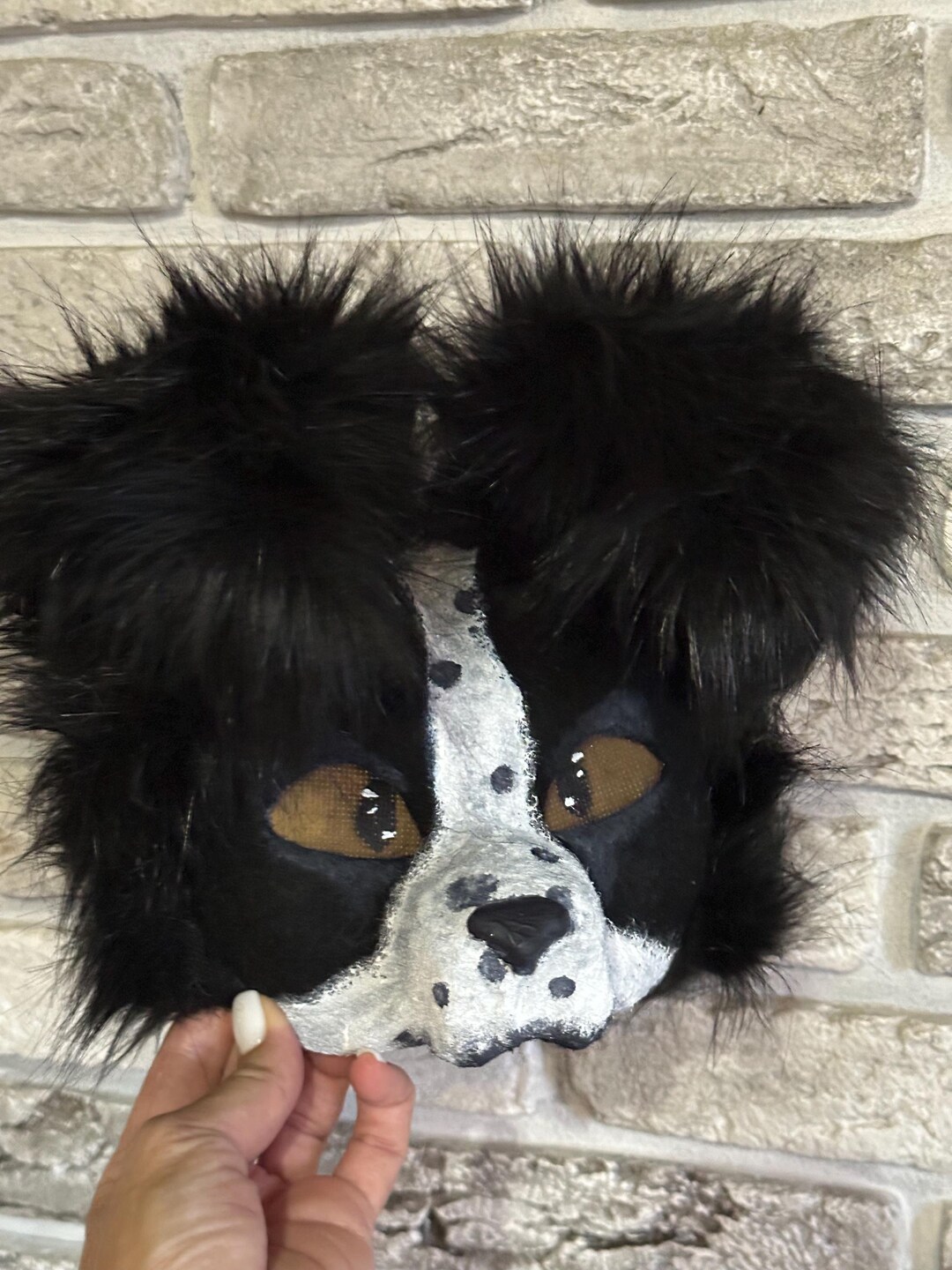 Therian Dog Mask | Black and White Mask | Halloween Mask | Furry ...