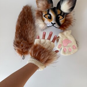 Rockstar Feline Therian Mask | White Brown Black Handmade Cat Cosplay ...