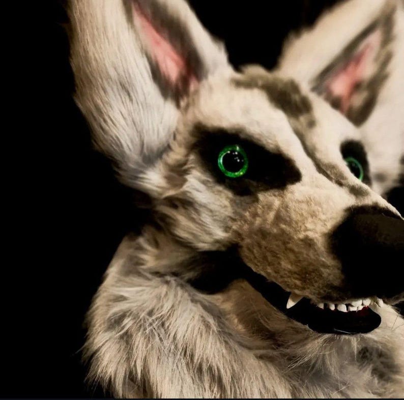 Realistic Wolf Fursuit Head Handmade Wolf Mask Black White Gray Colors ...