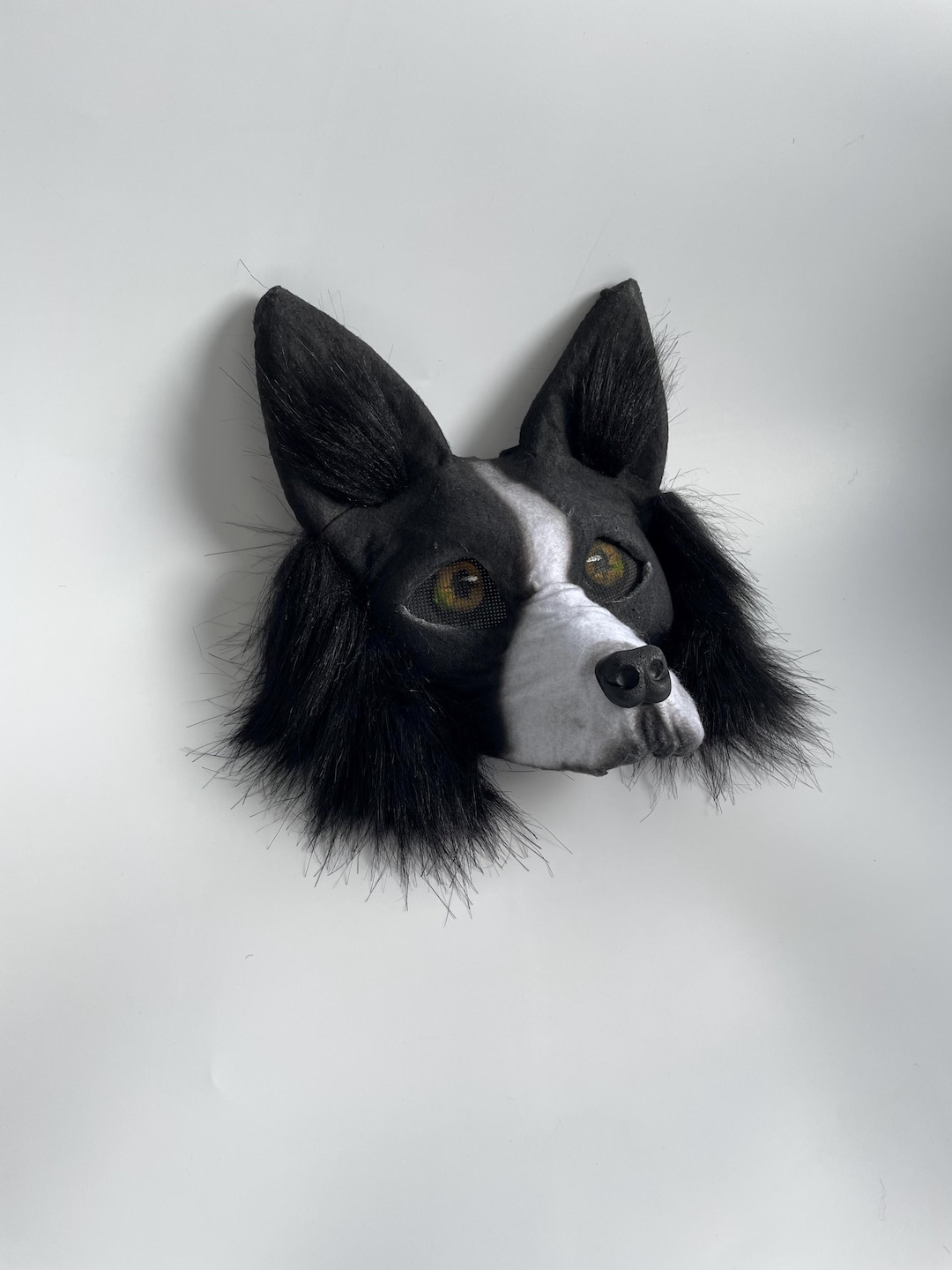 Fluffy Border Collie Mask | Black White Handmade Dog Cosplay | Therian ...