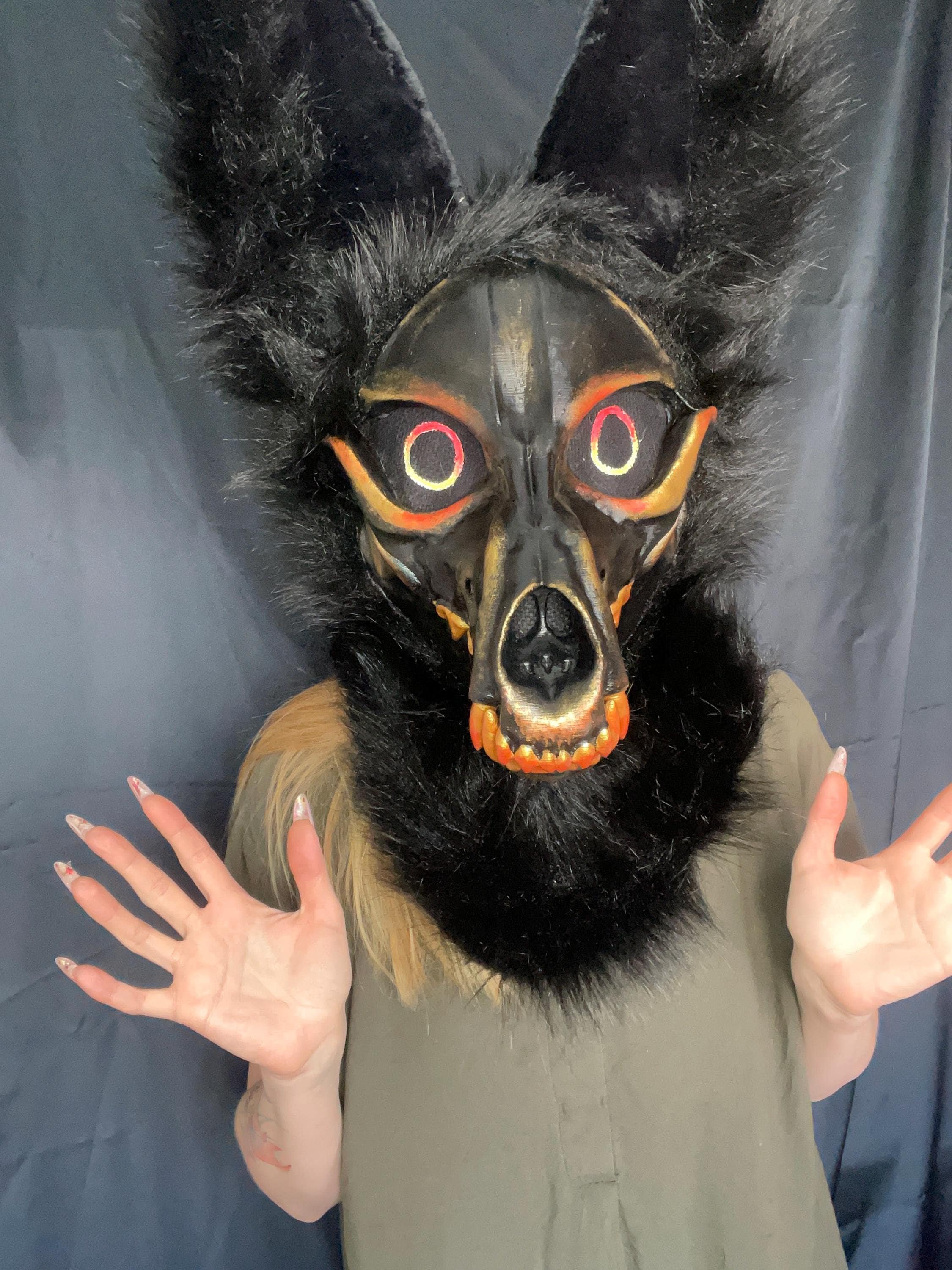 Black Wolf Fursuit Mask | Skulldog Design | Realistic Look | Handmade ...