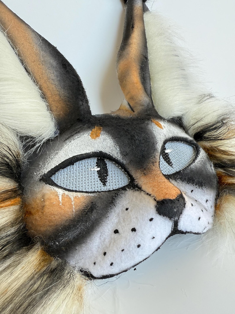 Therian Lynx Mask With Long Ears and Fluffy Tail | Handmade Feline ...