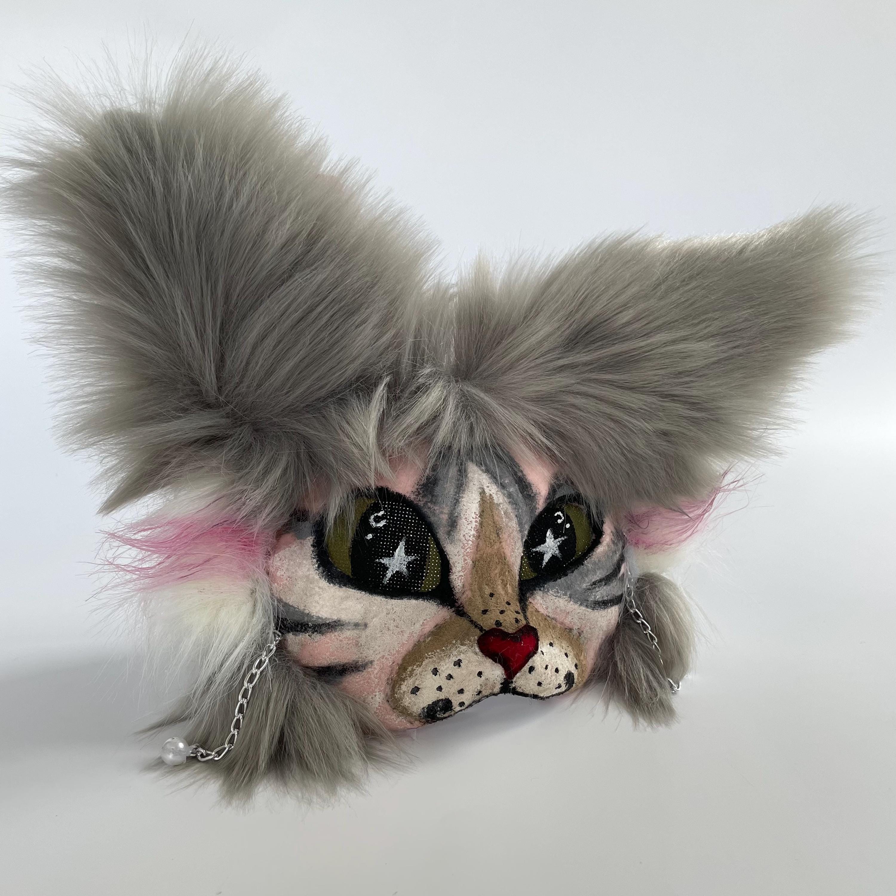 Handmade Fluffy Cat Mask | Therian Full Head Cosplay Mask | Realistic ...