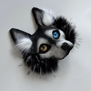 Beautiful Husky Dog Mask With Odd Eyes | Realistic White Black Therian ...