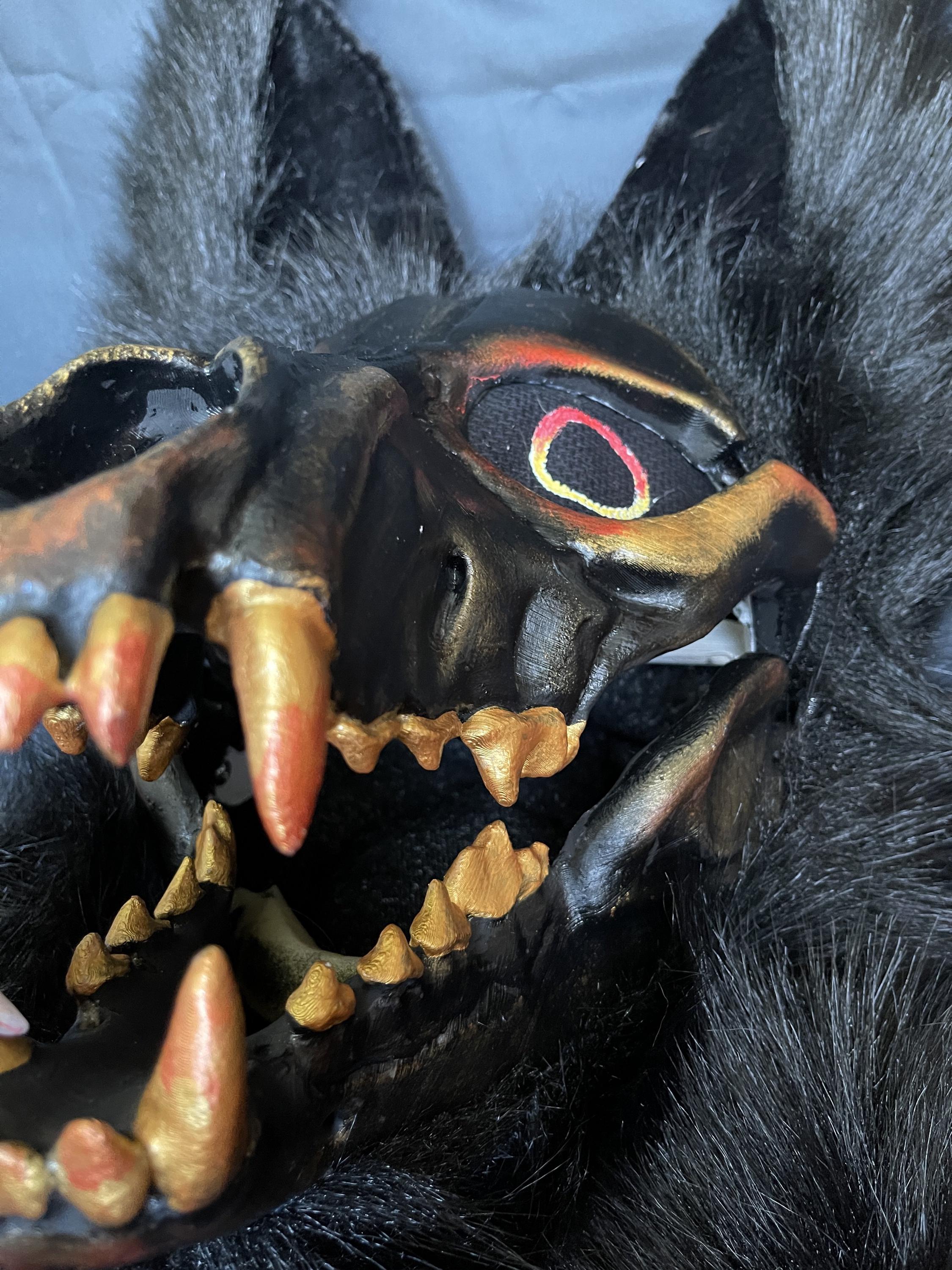 Black Wolf Fursuit Mask Skulldog Design Realistic Look Handmade Furry ...