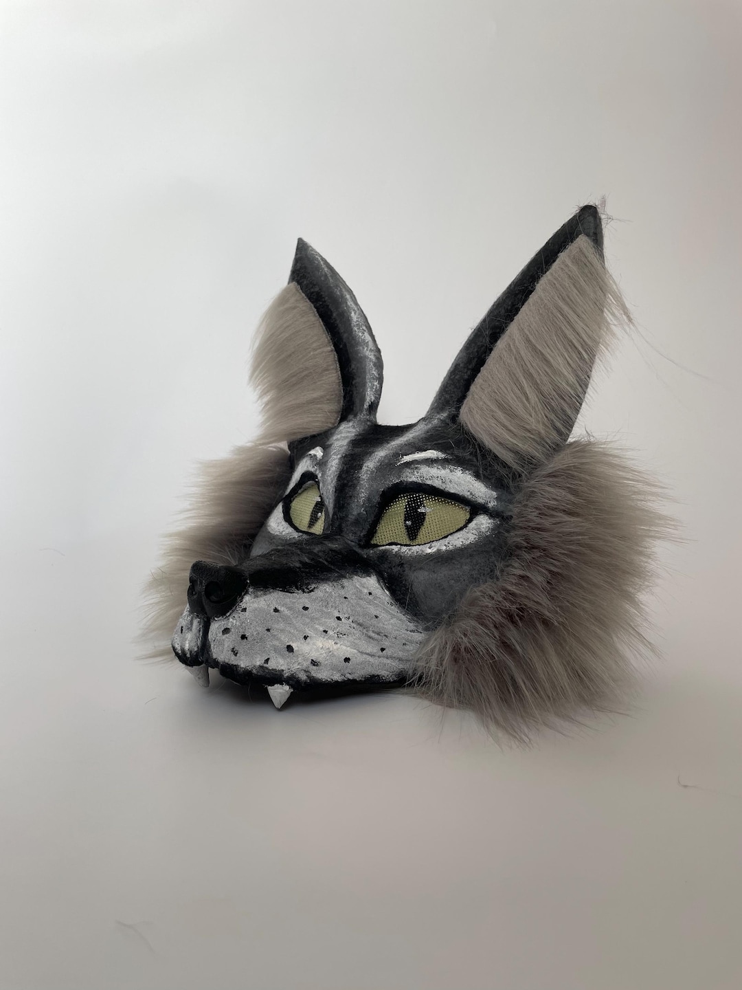 Therian Wolf Mask | Realistic Half Face Cosplay Mask | Faux Fur Wolf ...