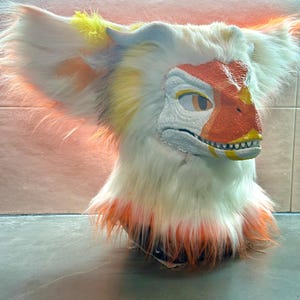 Custom White Orange Raptor Mask | Fursuit Accessories | Made of Fur ...