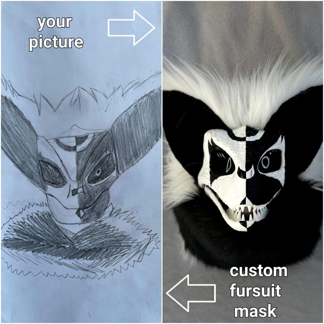 Custom Fursuit Mask | Made From Your Drawing | Personalized Raptor Dog ...