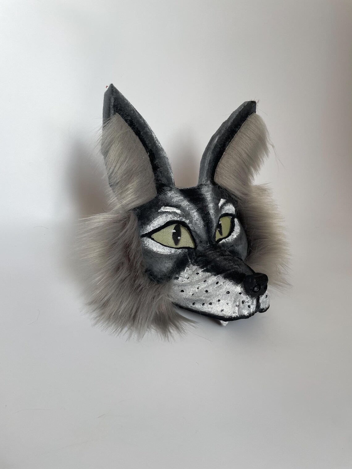 Therian Wolf Mask | Realistic Half Face Cosplay Mask | Faux Fur Wolf ...