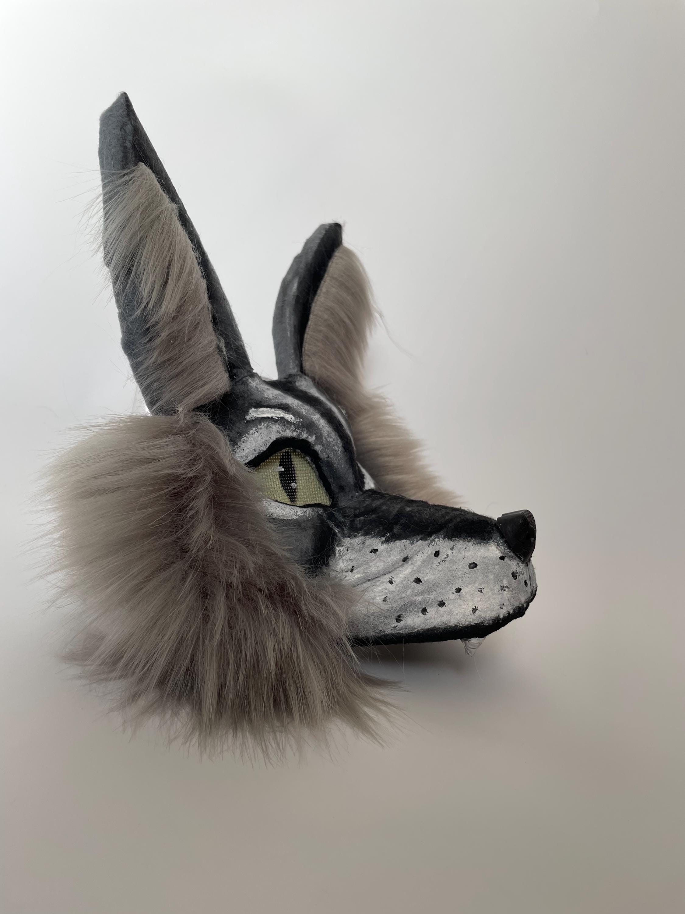 Therian Wolf Mask | Realistic Half Face Cosplay Mask | Faux Fur Wolf ...