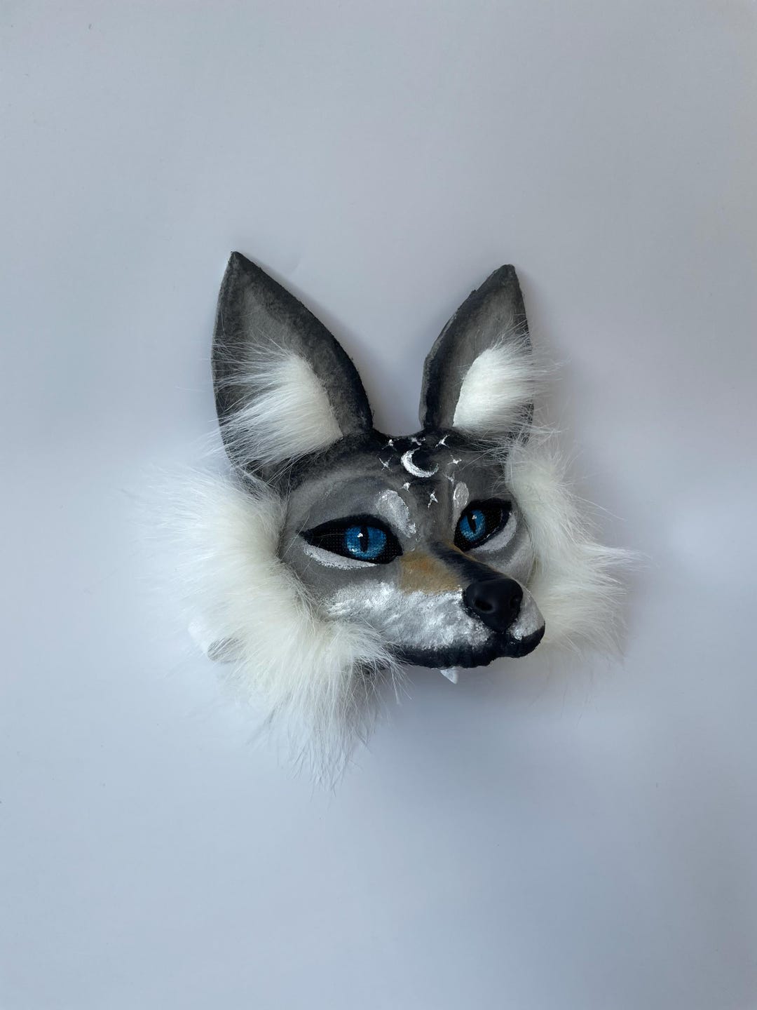 Lunar Wolf Quadrobics Mask | Gray Wolf Therian Mask | Handmade ...