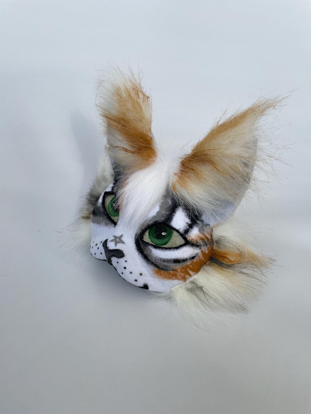 Lovely Therian Feline Mask | Quadrobics Cat Mask | Bright White Orange ...
