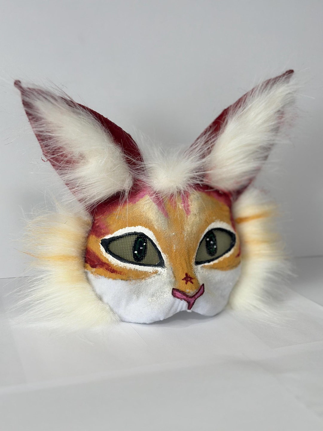 Therian Cat Mask for Girls | Half Face Realistic Cat Mask | Animal Ears ...