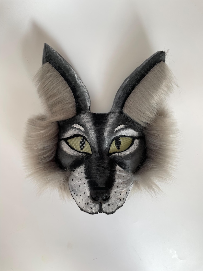 Therian Wolf Mask | Realistic Half Face Cosplay Mask | Faux Fur Wolf ...