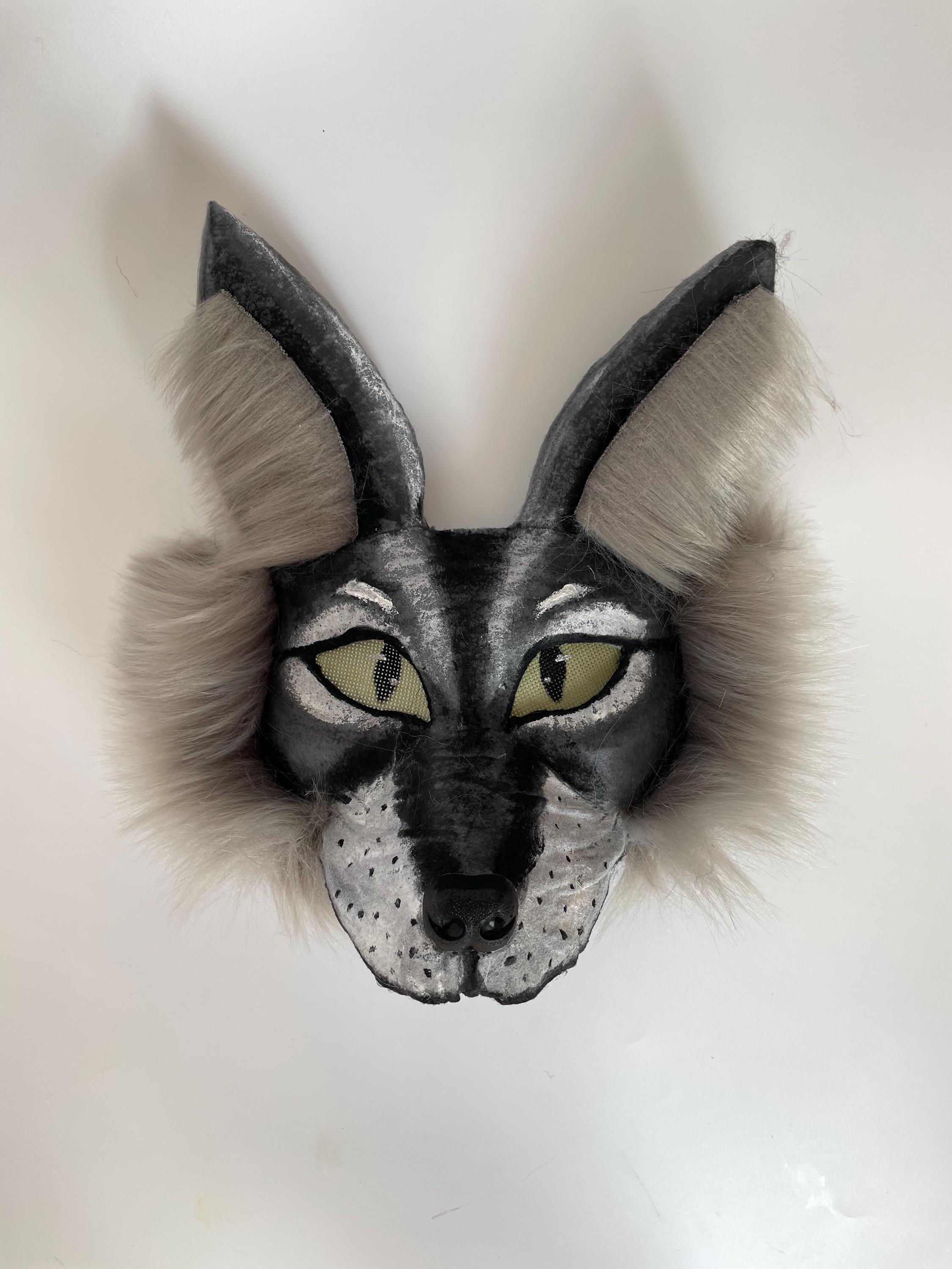 Therian Wolf Mask | Realistic Half Face Cosplay Mask | Faux Fur Wolf ...