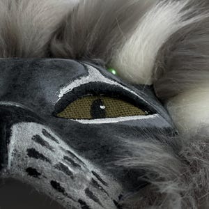 White Gray Cat Cosplay Mask | Faux Fur Animal Mask | Universal Size ...