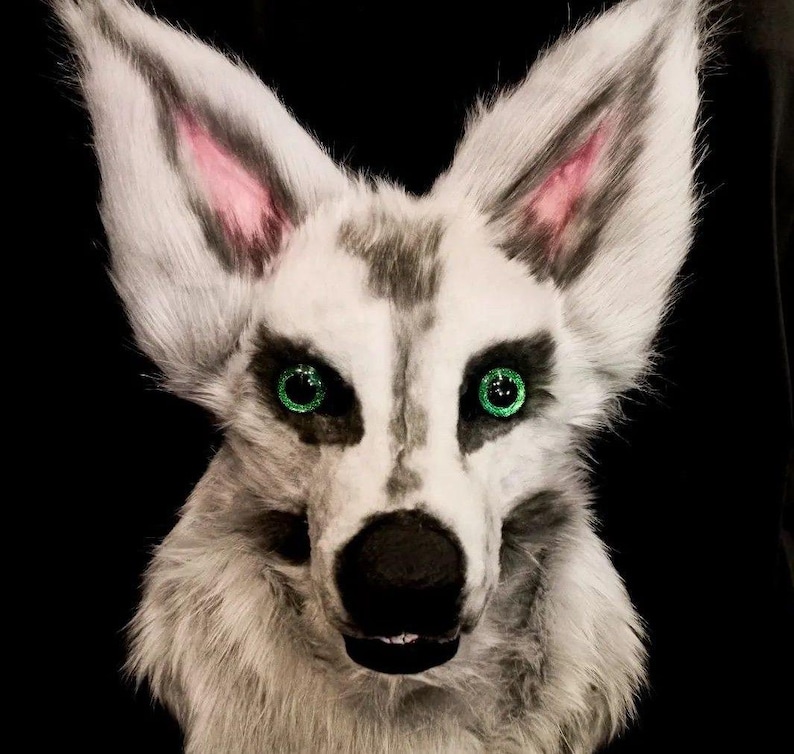 Realistic Wolf Fursuit Head Handmade Wolf Mask Black White Gray Colors ...