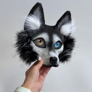 Beautiful Husky Dog Mask With Odd Eyes | Realistic White Black Therian ...