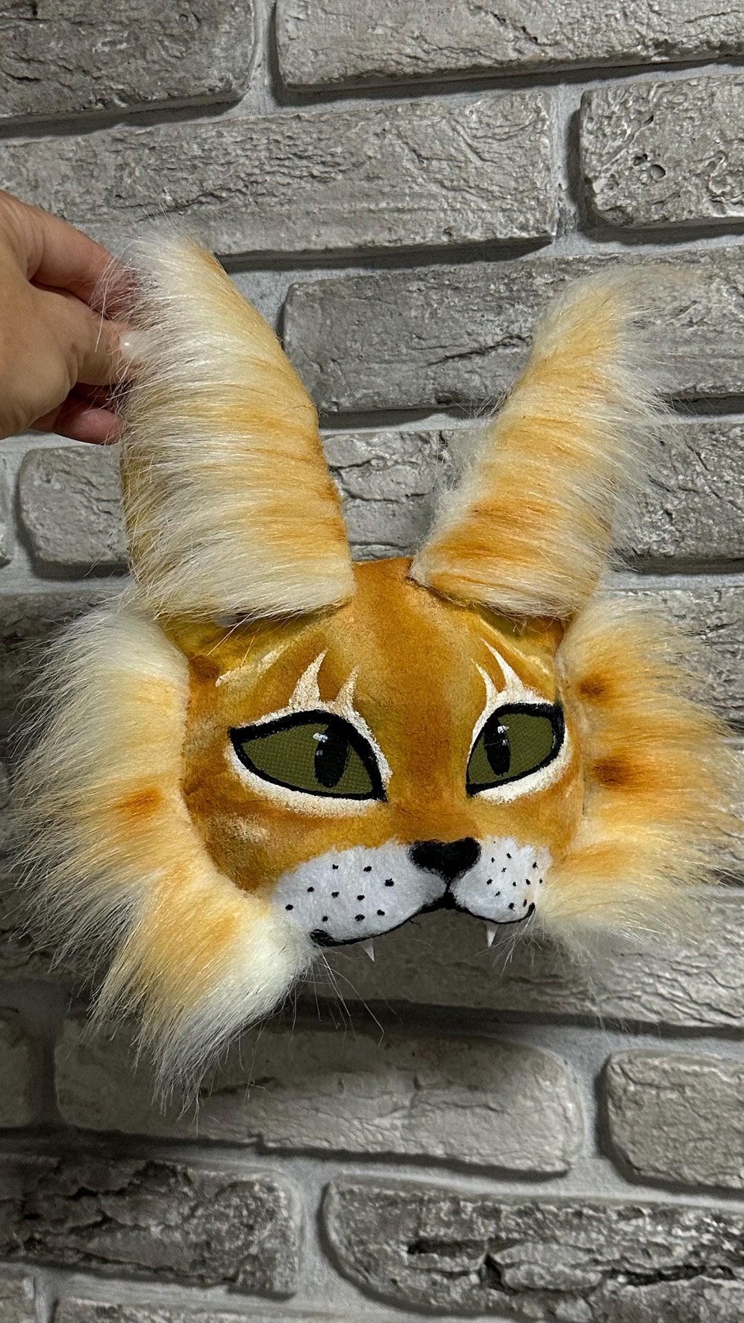 Bright Fluffy Cat Mask for Girls | Half Face Jumping Cat Mask | Therian ...