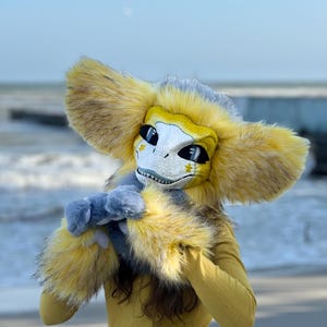 Yellow Blue Raptor Mask for Fursuit Head | Teen Halloween Gift | Dino ...
