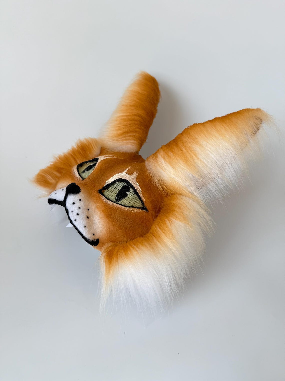 Fluffy Therian Cat Mask for Girls | Half Face Realistic Yellow Orange ...
