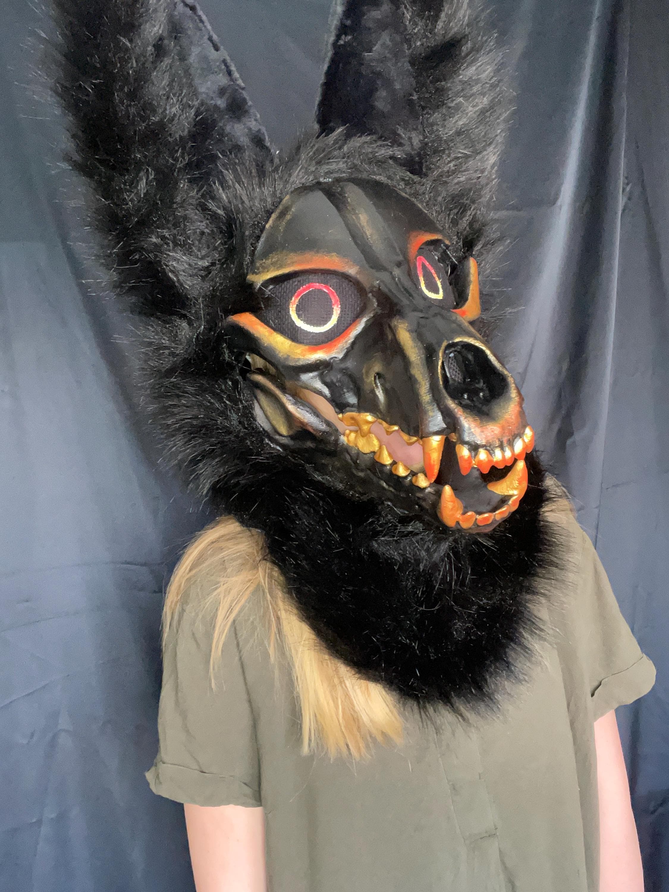 Black Wolf Fursuit Mask Skulldog Design Realistic Look Handmade Furry ...