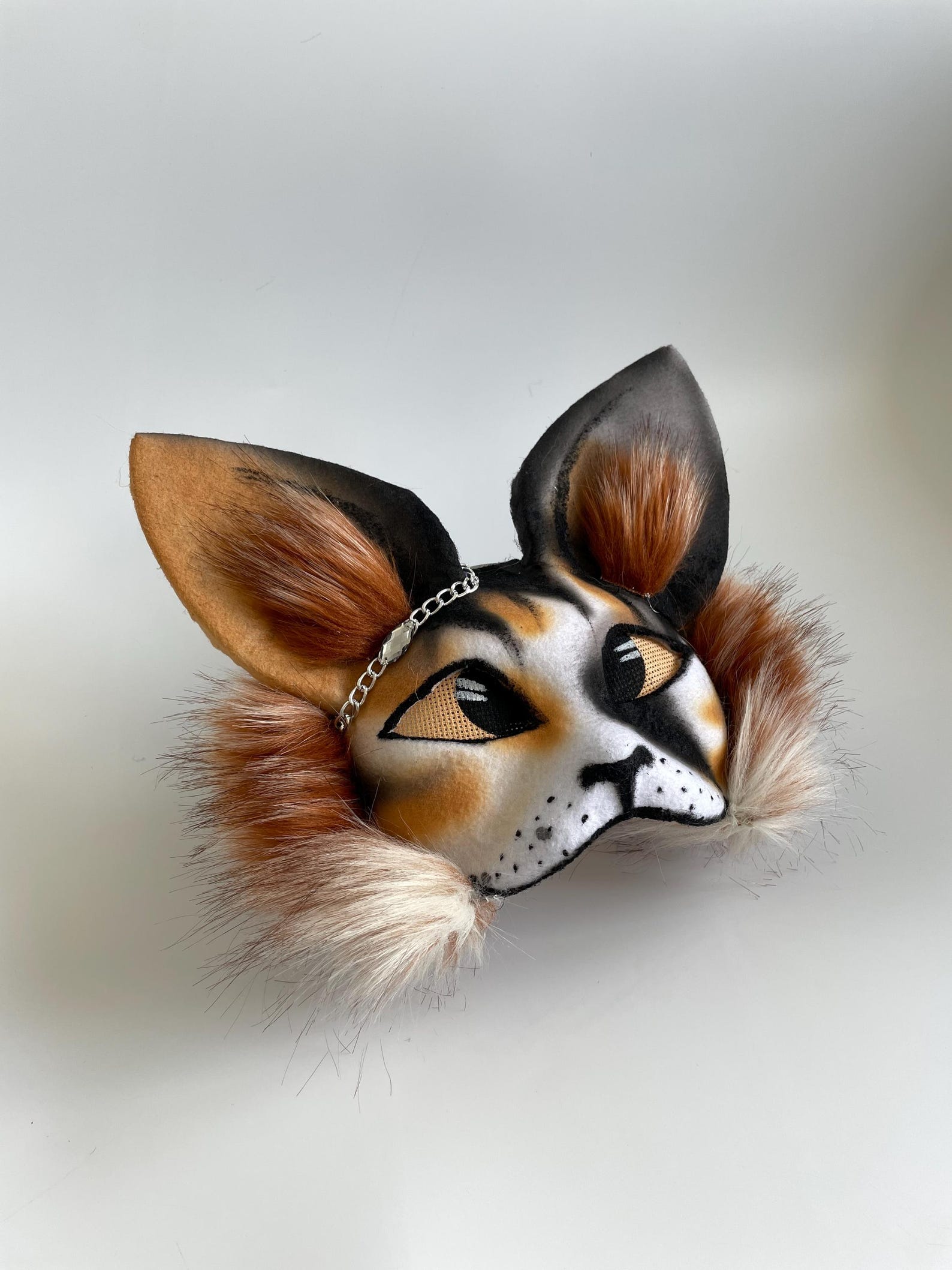 Rockstar Feline Therian Mask | White Brown Black Handmade Cat Cosplay ...