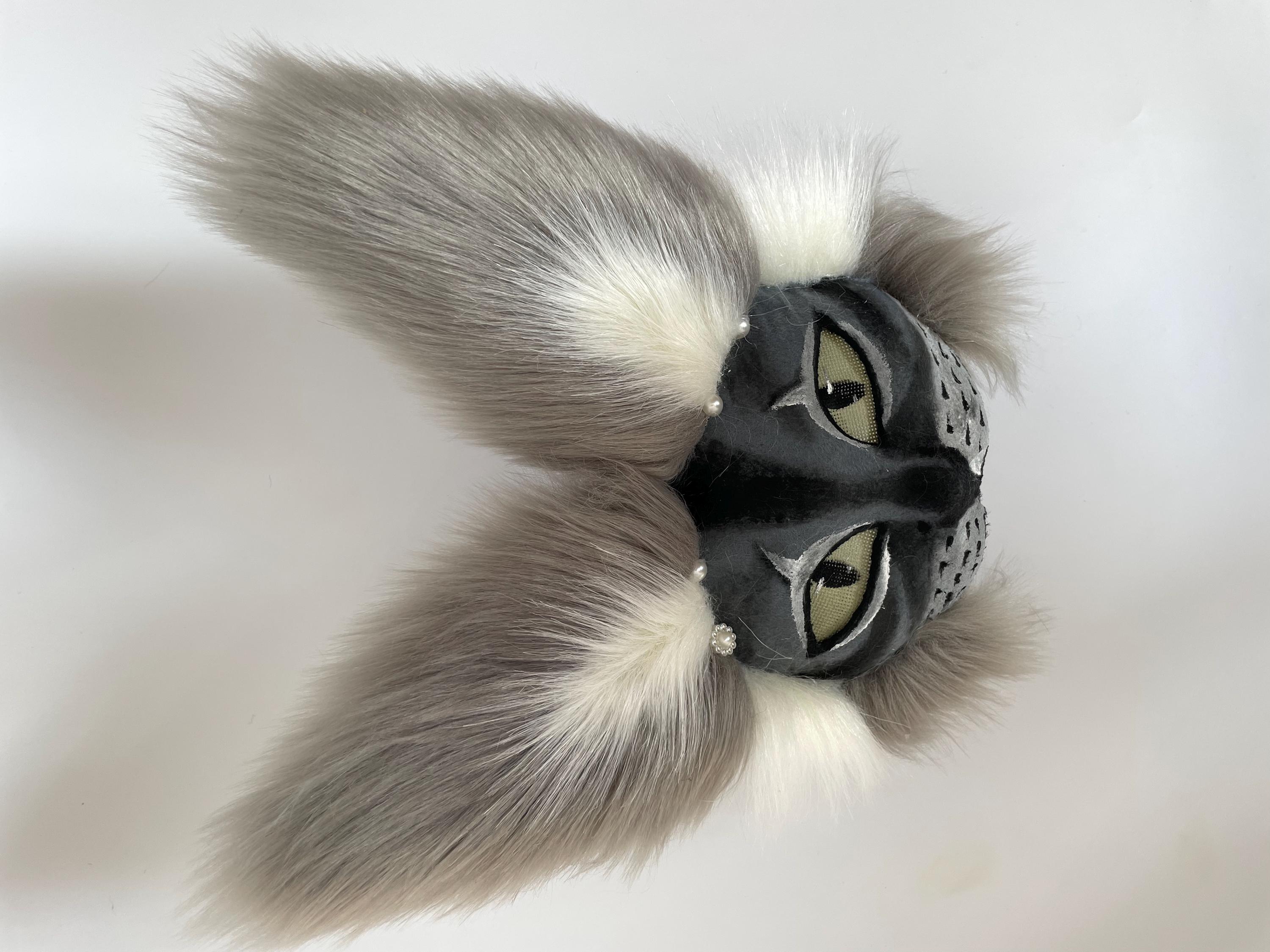 Fluffy Cat Mask | Handmade Cosplay Mask | Gray Therian Masks | Animal ...