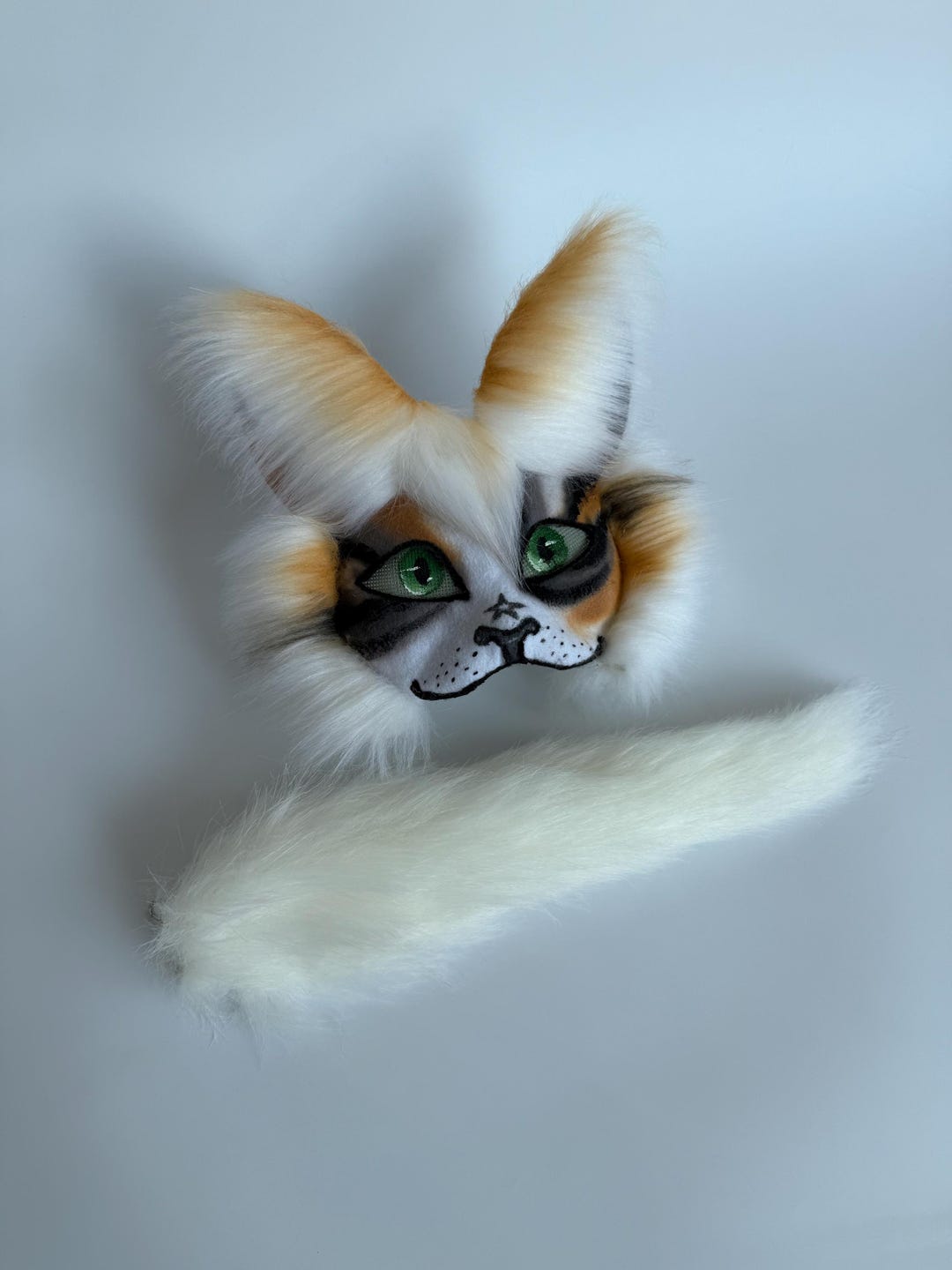 Beautiful Feline Girl Mask | Therian Mask With Star and Bangs | White ...