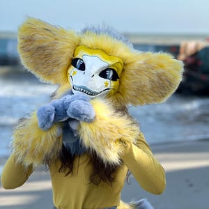 Yellow Blue Raptor Mask for Fursuit Head | Teen Halloween Gift | Dino ...