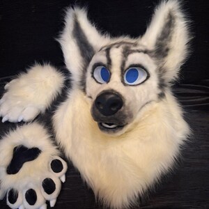 White Gray Husky Fursuit Dog Mask | Realistic Animal Cosplay Head ...