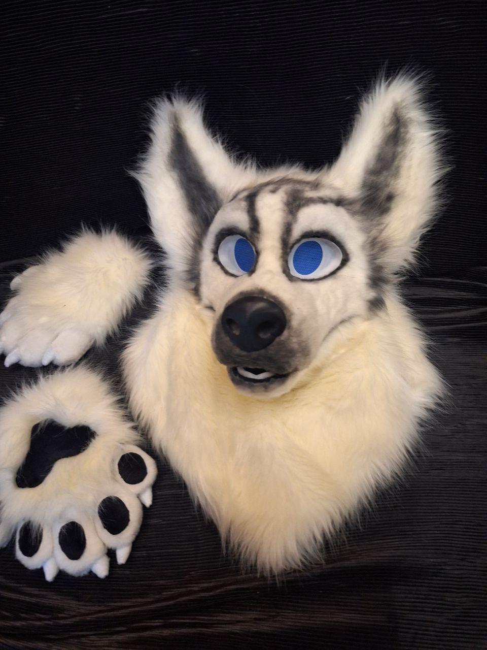 White Gray Husky Fursuit Dog Mask | Realistic Animal Cosplay Head ...