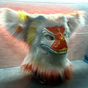 Custom White Orange Raptor Mask | Fursuit Accessories | Made of Fur ...