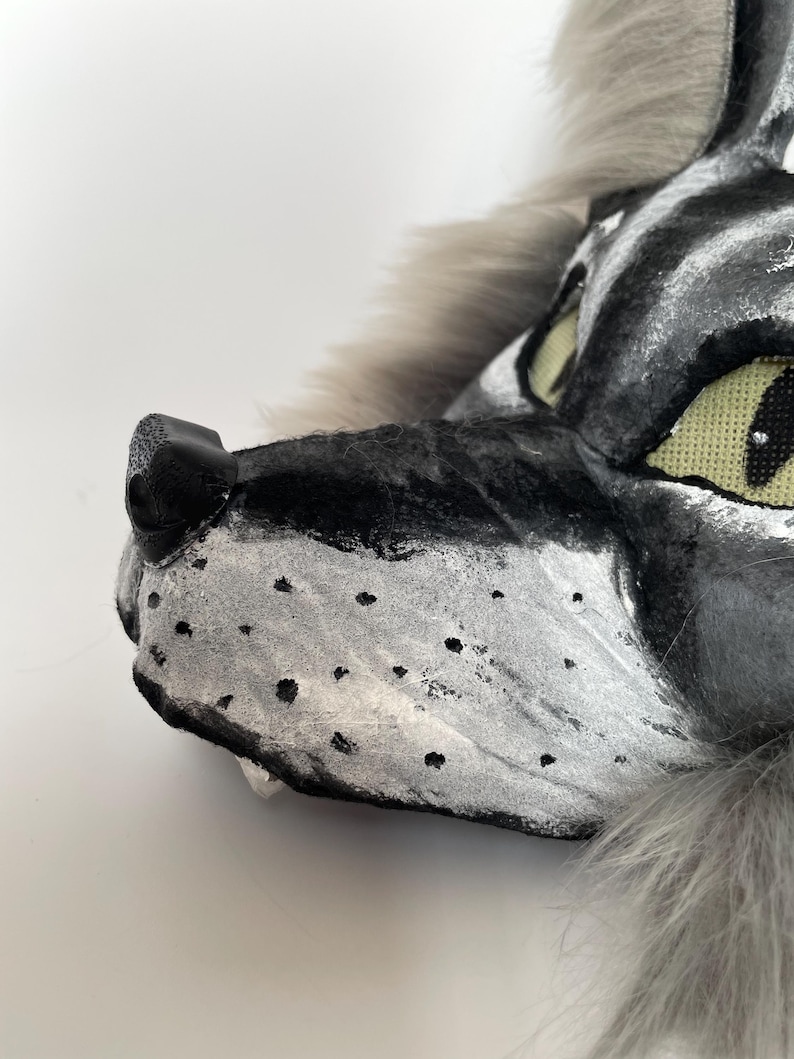 Therian Wolf Mask | Realistic Half Face Cosplay Mask | Faux Fur Wolf ...