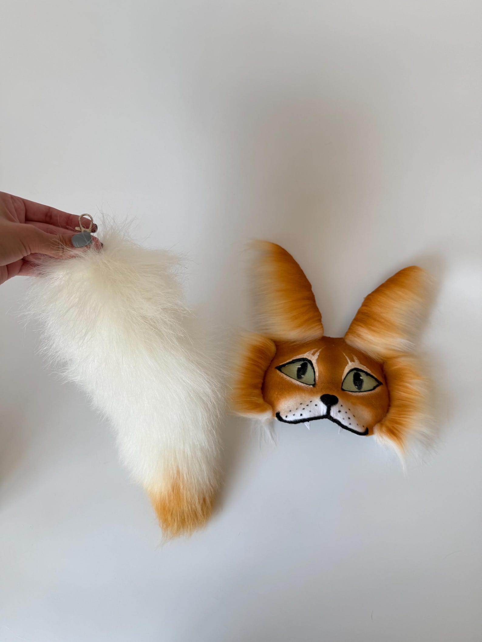 Fluffy Therian Cat Mask for Girls | Half Face Realistic Yellow Orange ...