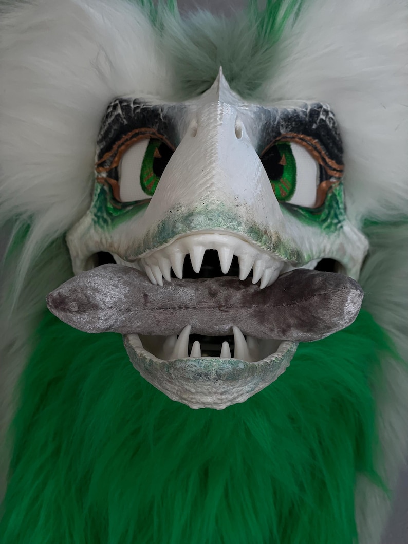 Crocodile Fursuit Head Premade Mask With Moving Jaw Faux Fur Raptor ...