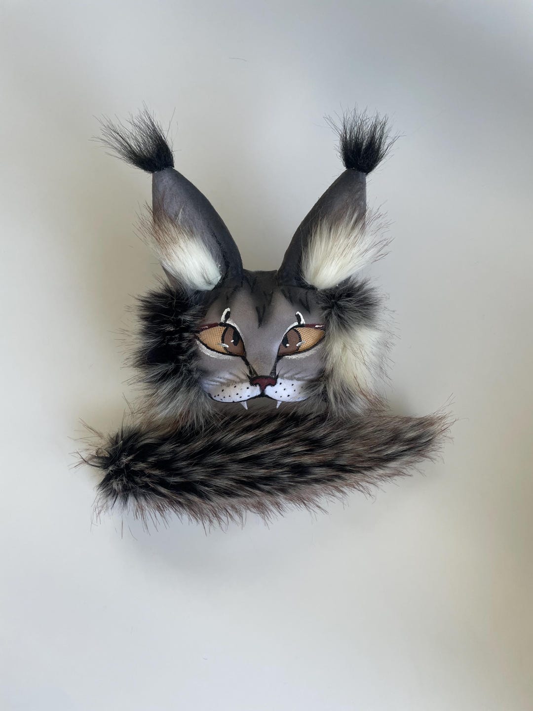 Teen Christmas Gift Therian Lynx Mask With Long Ears | Quadrobics Gray ...