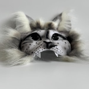 Soft Fluffy Cat Mask With Bangs | White Gray Handmade Therian Cosplay ...