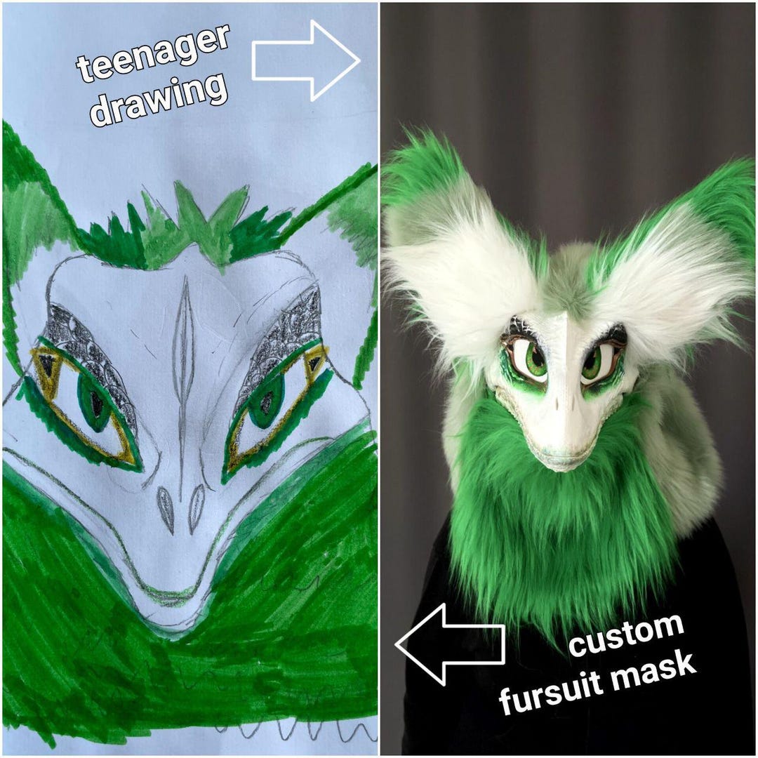 Custom Fursuit Mask | Made From Your Drawing | Personalized Raptor Dog ...