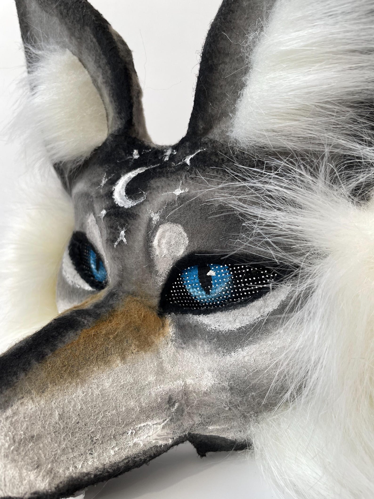 Lunar Wolf Quadrobics Mask | Gray Wolf Therian Mask | Handmade ...