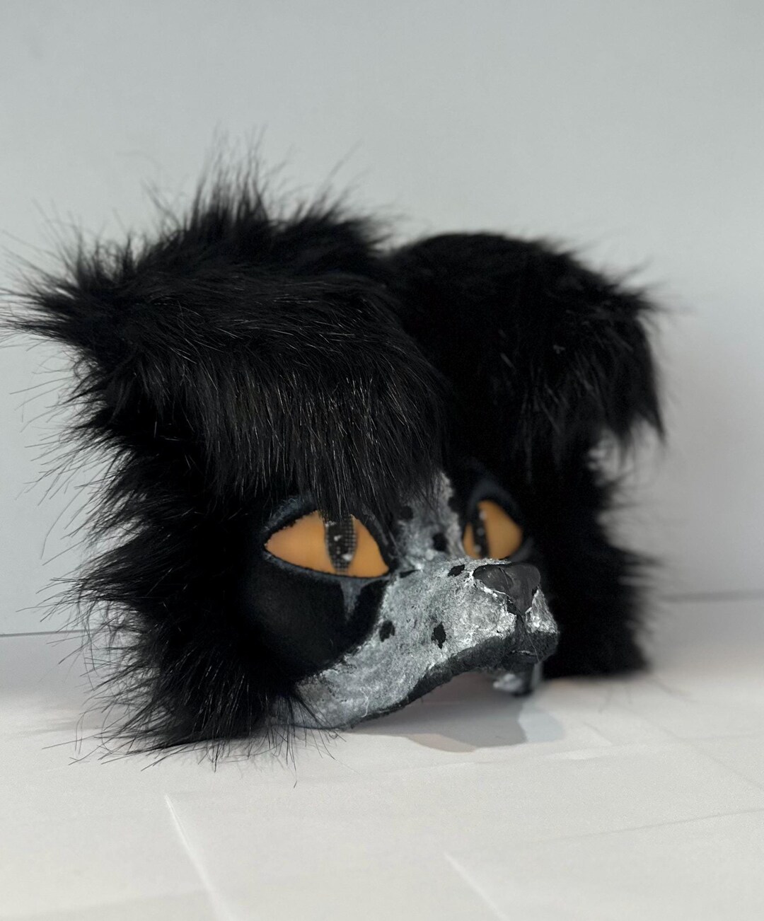 Therian Dog Mask | Realistic Black & White Half-face Mask for Furry ...