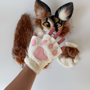 Rockstar Feline Therian Mask | White Brown Black Handmade Cat Cosplay ...